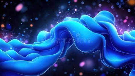 Abstract Blue Waves with Glowing Particles Create a Vibrant, Dynamic ...