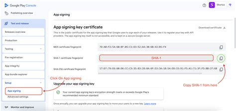 how to get sha 1 key