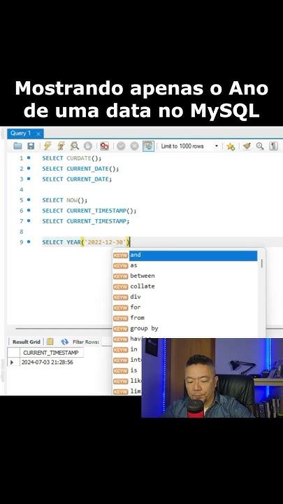 Mostrando Apenas O Ano De Uma Data No Mysql Bancodedados Sql Shorts