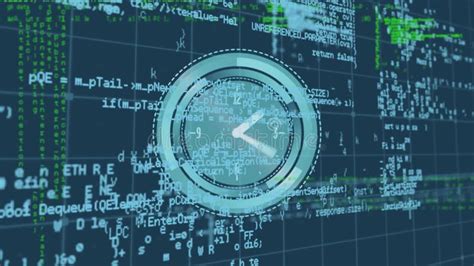Animation Of Circular Scanner With Clock Face On Interface With Data