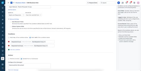 Fix For Business Rule Validation In Service Items Freshservice