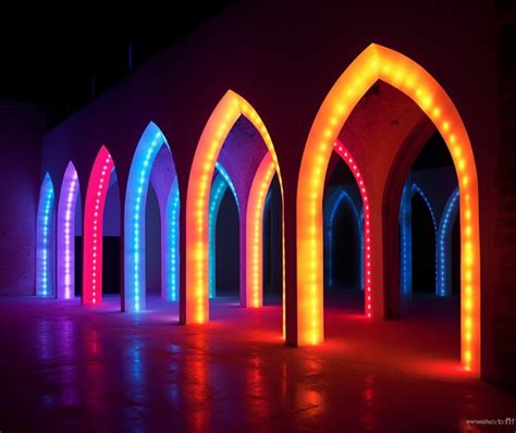 Premium Ai Image Led Strips Wrapped Around Arches Premium Ai Image Led Strips Wrapped Around Arches