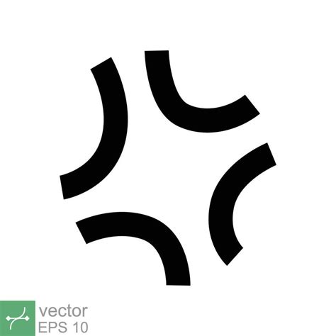 Anger Symbol Icon Simple Solid Style Black Angry Sign Cartoon