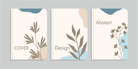 Set Of Simple Book Cover Designs With Hand Drawn Floral Decorations
