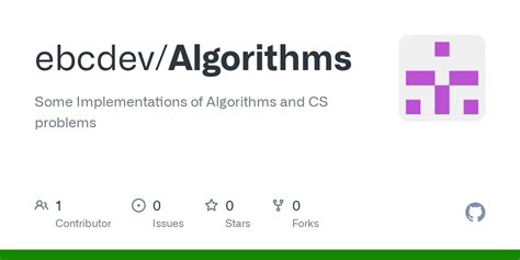 GitHub Ebcdev Algorithms Some Implementations Of Algorithms And CS Problems