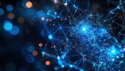 Abstract Blue Network Visualization With Glowing Connections In A Dark Setting Premium Ai