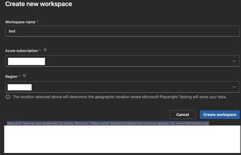 ability to add tags for creating the new workspace for playwright
