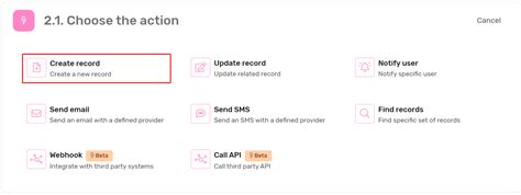 Workiom Help Center 🎬create Record Action