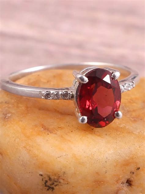 Natural Garnet Ring Delicate Stacking Ring Dainty Minimalist Ring
