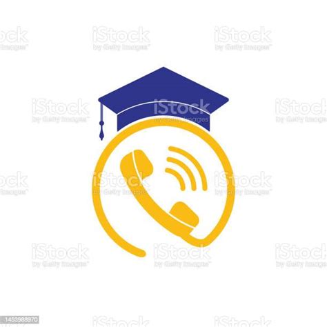 교육 호출 벡터 로고 디자인 템플릿입니다 졸업 모자 와 핸드셋 아이콘 로고 고객에 대한 스톡 벡터 아트 및 기타 이미지 고객