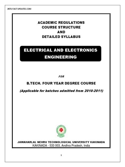 Jntuk Eee 4 2 Sem Syllabus Book R10 Download Free Pdf Electric