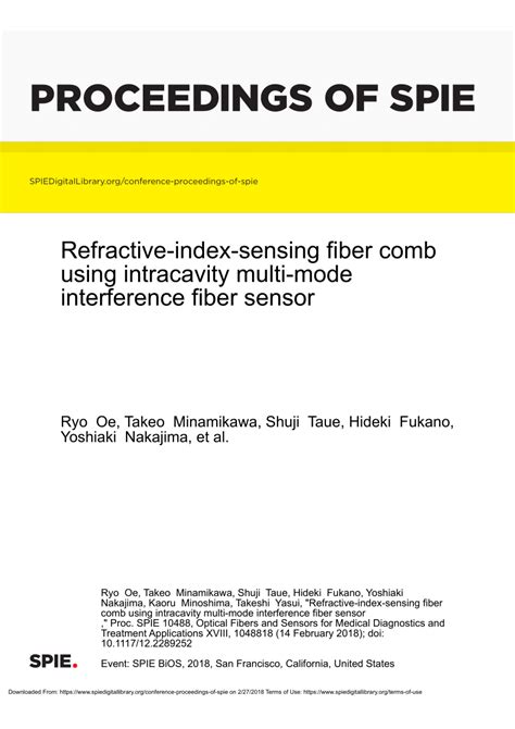 Pdf Refractive Index Sensing Fiber Comb Using Intracavity Multi Mode Interference Fiber Sensor