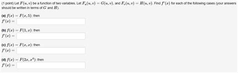 solved 1 point let f u v be a function of two variables