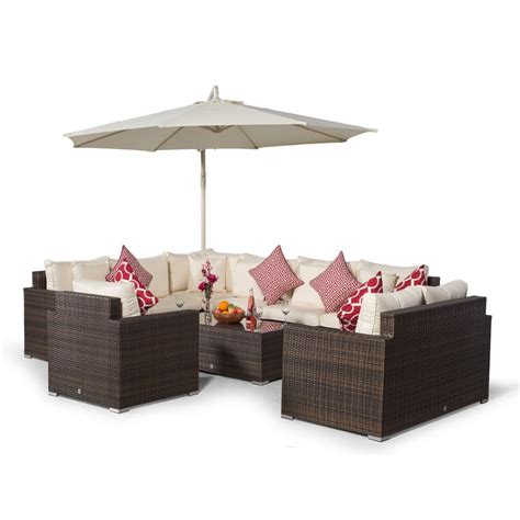 Havana Modular 9 Seat Rattan Conversation Set With 2 Seater Sofa