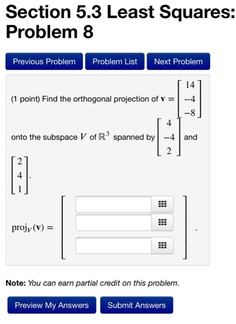 Solved Section Least Squares Problem Previous Problem Chegg Com