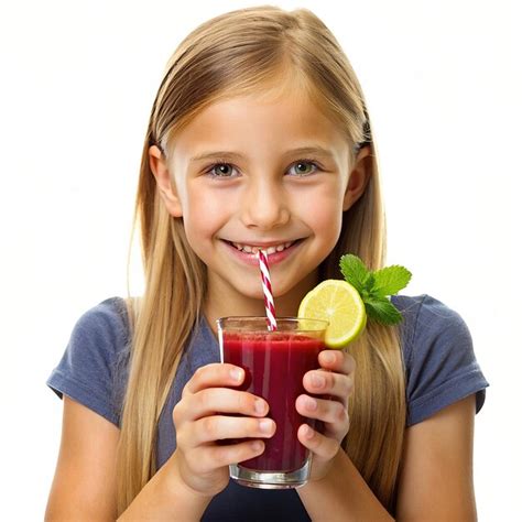 A Girl Having Raspberry Lime Revive Juice Premium Ai Generated Image