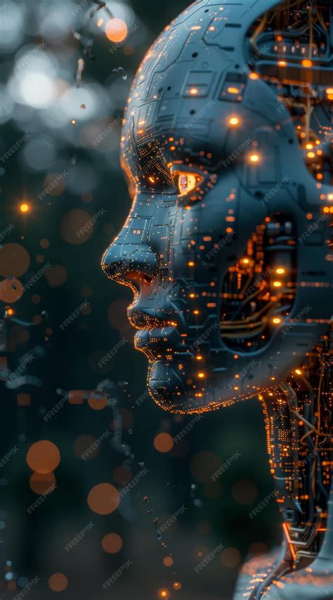 Premium Photo Futuristic Robot With Neural Interface Ai Innovation And Digital Technology Concept