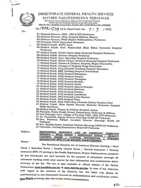 Seniority List Of Bs 17 Pdf