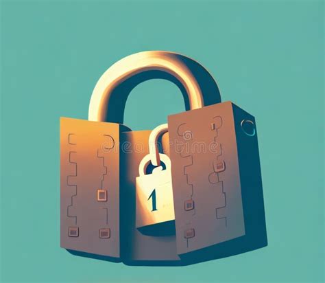 Padlock On Cyan Background Cyber Security Concept Illustration Stock