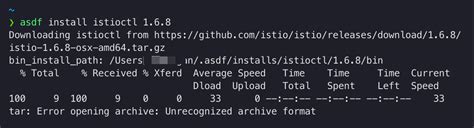 Getting Tar Error Opening Archive Unrecognized Archive Format When Downloading Istioctl