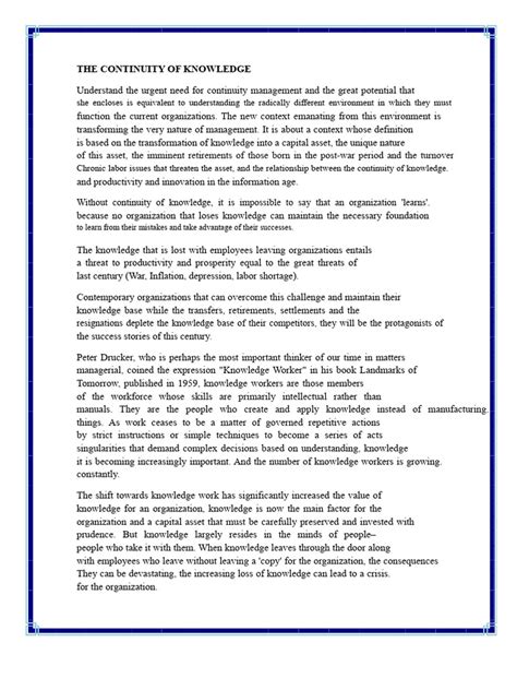 The Continuity Of Knowledge Pdf Knowledge Innovation