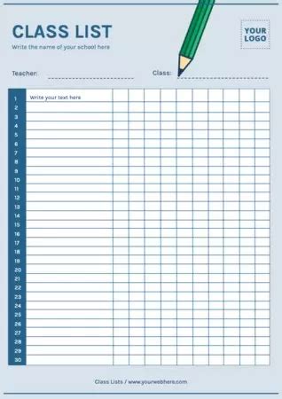 Free Editable Class List Templates Free Editable Class List Templates