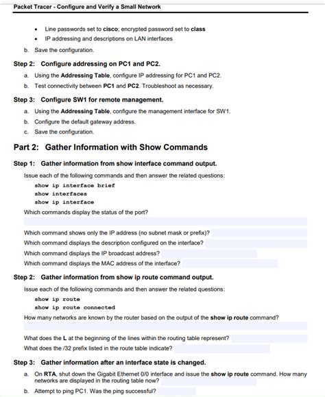Solved Packet Tracer Configuring And Verifying A Small
