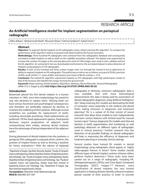 Pdf An Artificial Intelligence Model For Implant Segmentation On Periapical Radiographs