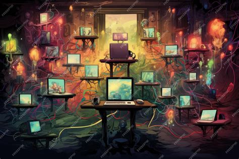 Premium Photo Visualizing A Network Of Interconnected Computers Via