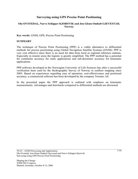 Surveying Using Gps Precise Point Positioning