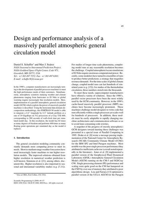 Pdf Design And Performance Analysis Of A Massively Parallel Atmospheric General Circulation Model