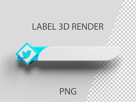 premium psd twitter label 3d render psd