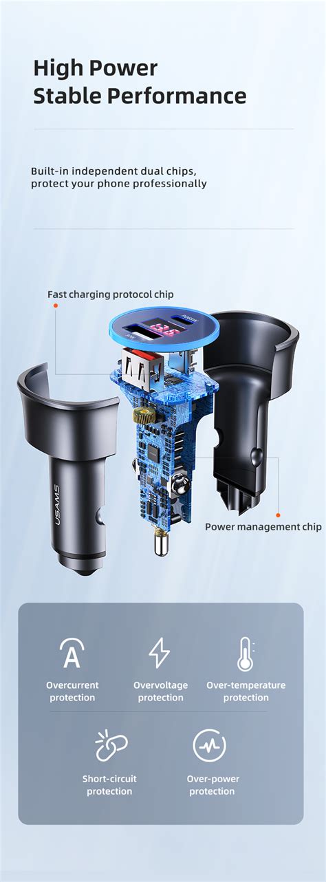 Usams W Dual Ports Digital Display Fast Car Charger Otc Lk