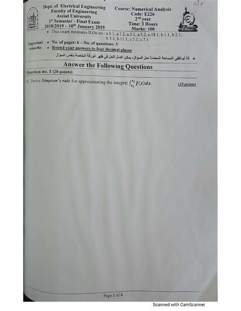 2019 numerical problems on numerical analysis 1 j dept of
