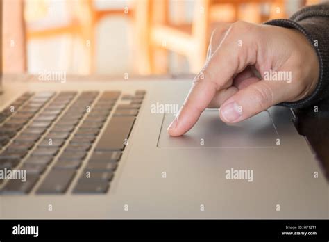 Woman S Hand Using Touch Pad Of Laptop Stock Photo Stock Photo Alamy