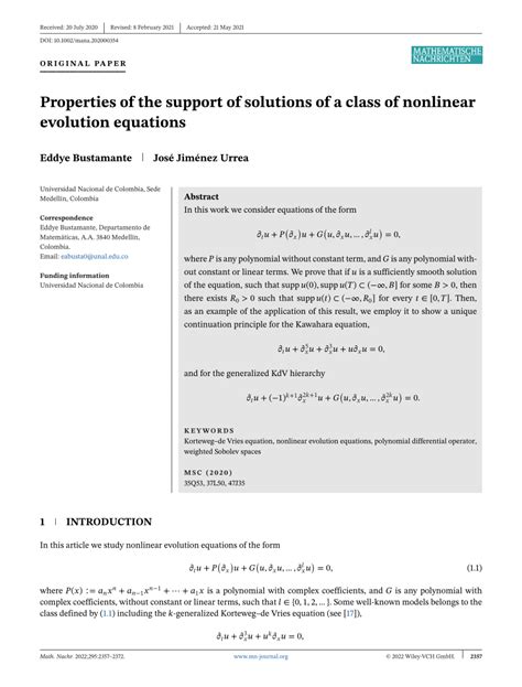 Properties Of The Support Of Solutions Of A Class Of Nonlinear