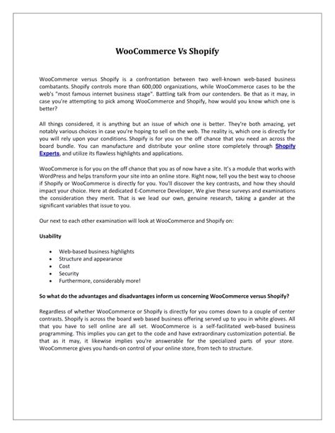 Ppt Woocommerce Vs Shopify Powerpoint Presentation Free Download
