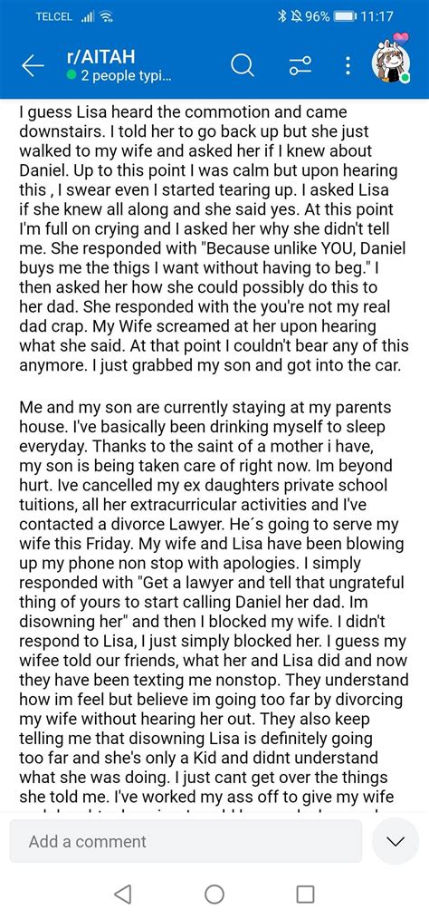 Not Oop Aita For Disowning My Wifes Daughter After She Chose Her Moms