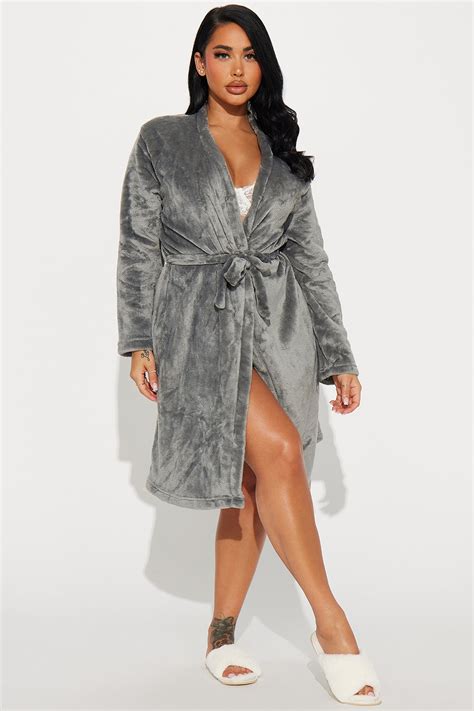 Lazy Days In Bed Plush Pj Robe Grey Fashion Nova