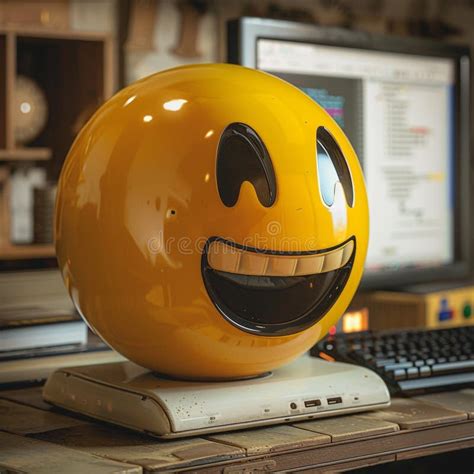 smiley face coding a program on a computer stock illustration