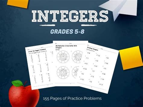 integers practice problems grades 5 8 155 pages of practice problems