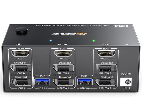 Kvm Switch 3 Monitors 2 Computers 8k 60hz 4k 144hz 2 Displayport Hdmi Usb3 0 Kvm Switch