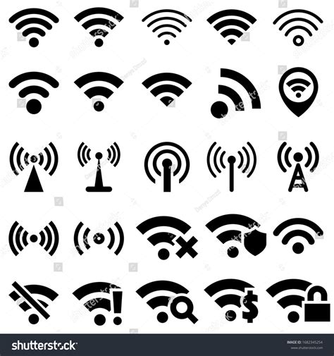 Black Vector Set Wifi Icons Wifi Stock Vector Royalty Free 1682345254 Shutterstock