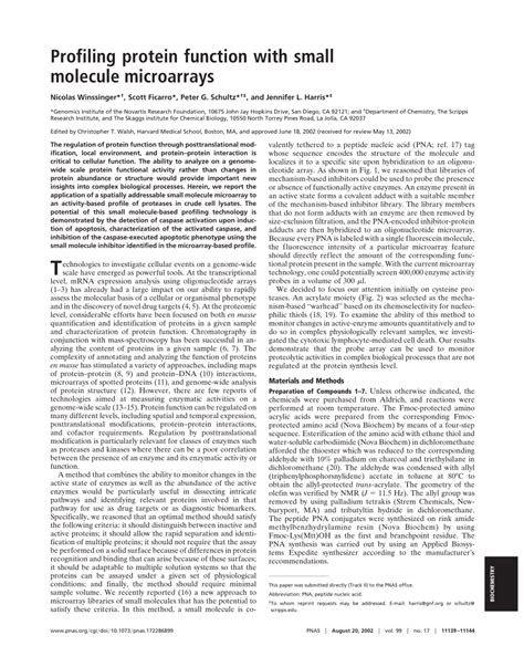 Pdf Profiling Protein Function With Small Molecule Microarrays
