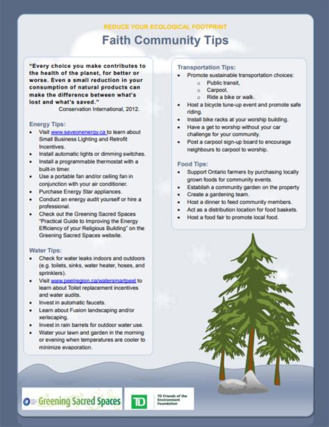 reduce your footprint tip sheets faith and the common good