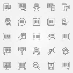 Code Scanning Icons Set Outline Qr Barcode Vector Image