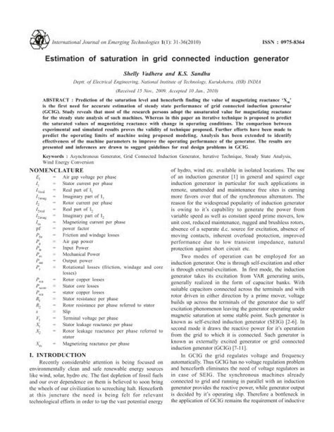 Estimation Of Saturation In Grid Connected Induction Generator