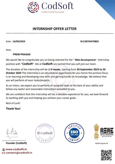 prem prasad on linkedin webdevelopment internship codsoft