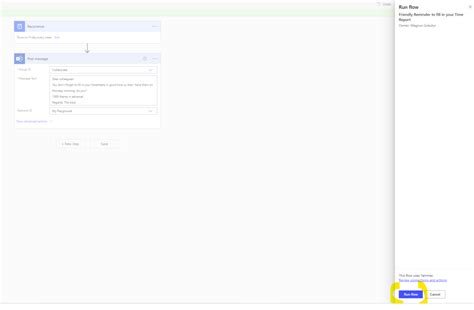simple power automate flow to post a friendly reminder in a yammer