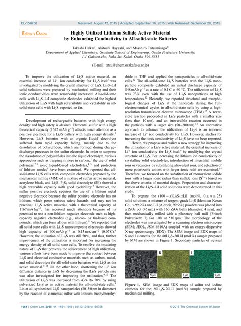 Pdf Highly Utilized Lithium Sulfide Active Material By Enhancing Conductivity In All Solid